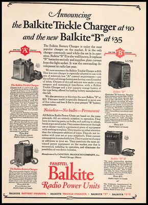 1925 FanSteel North Chicago $10 Balkite Trickle Charger Vintage Print ...