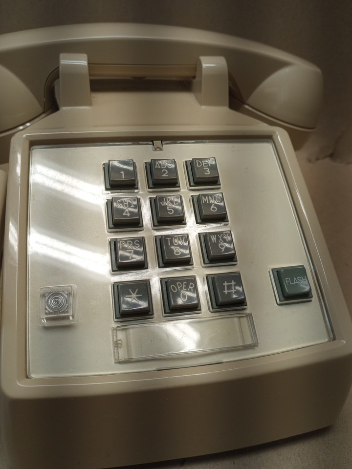 Vintage Beige Push Button Desk Phone Telephone with Walker Receiver ...