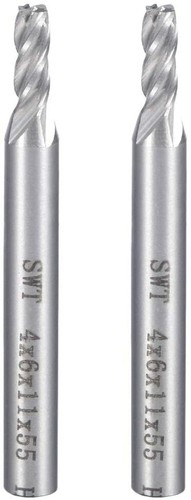HSS 4 Flute Straight End Mill Cutter CNC Cylindrical Router Bits, 4 x 6 ...