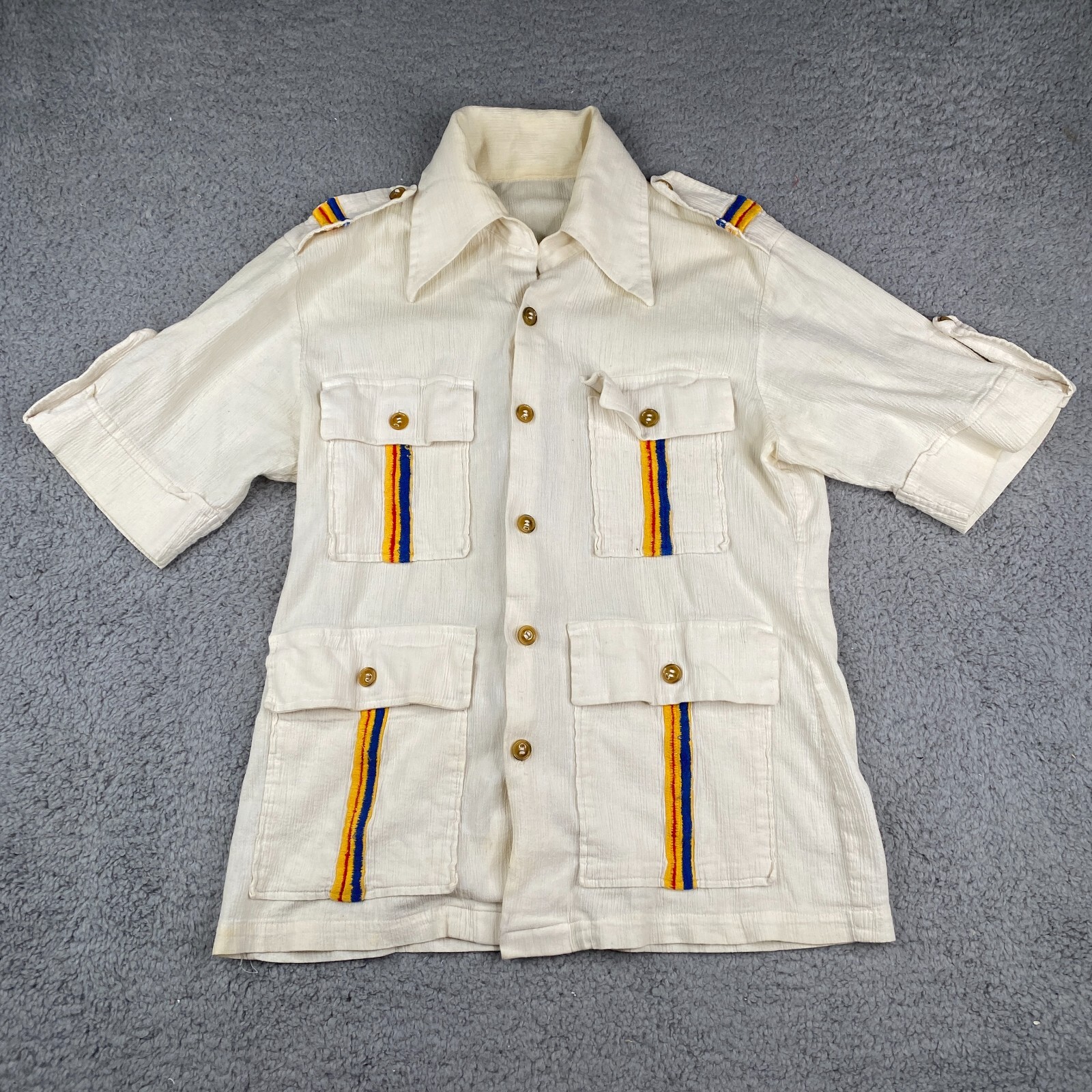 Vintage 70's Pilot Captain Uniform Shirt Men Medium B… - Gem