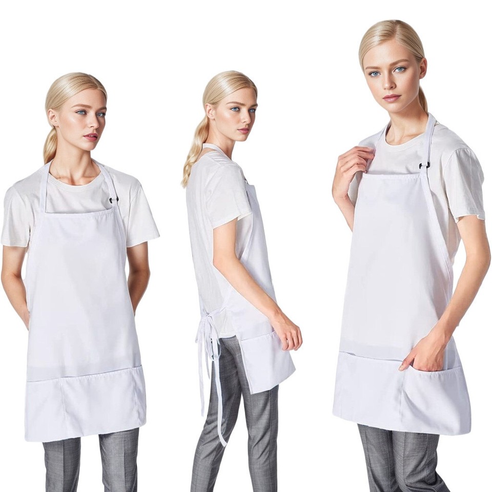 Chef Apron for Kitchen Cooking Waiter/Waitress Apron with Strap and 3 ...