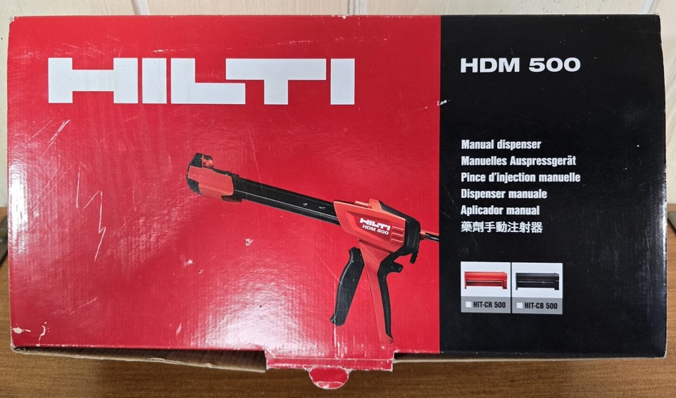 Hilti HDM 500 Anchor Adhesive Dispenser W/Tips & Used Tube HIT-CB-500 ...