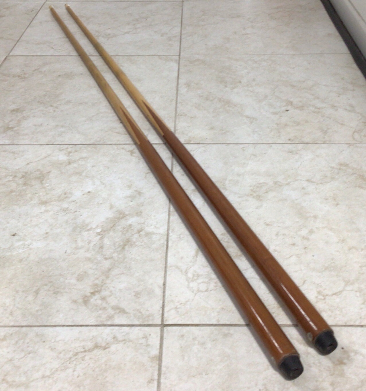 Vintage Wooden One Piece Pool Cue Stick Pair Of 2 (21 Oz) | eBay