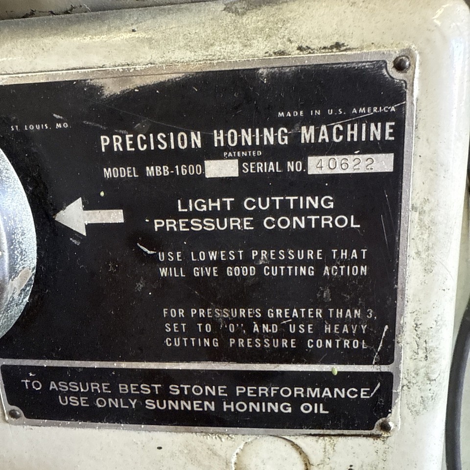 Sunnen MBB-1600 Horizontal Precision Hone Honing Machine | eBay