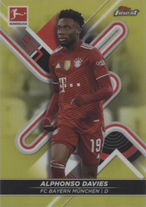 2021-22 Topps Finest Bundesliga - Alphonso Davies #126 Yellow Refractor ...