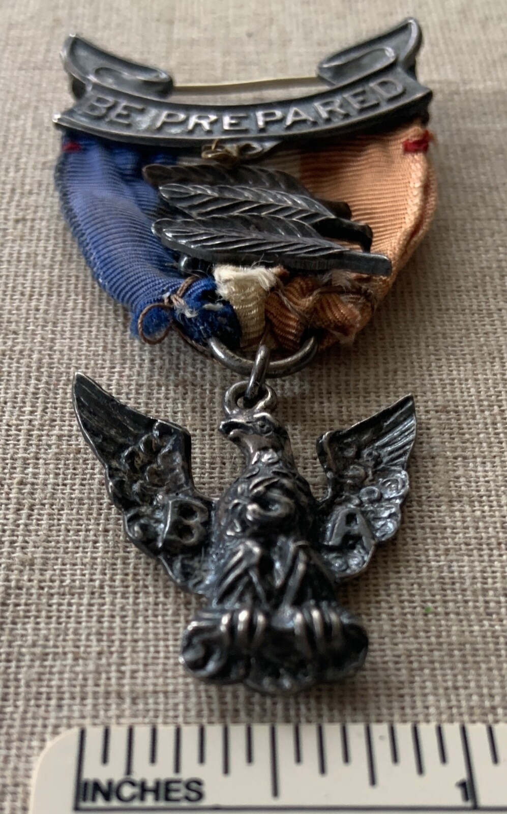 Vintage EAGLE SCOUT RANK Boy Scout MEDAL & 4 PALMS Early BSA Sash Badge ...