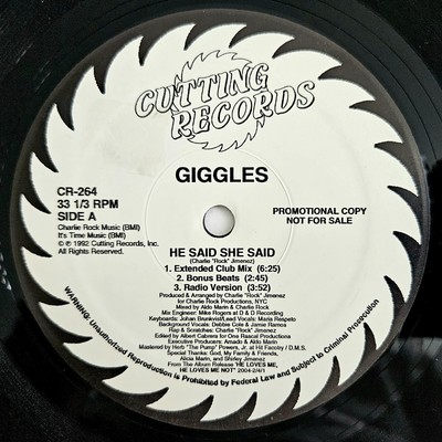 FREESTYLE - GIGGLES - HE SAID SHE SAID - CUTTING RECORDS ORIGINAL PROMO ...