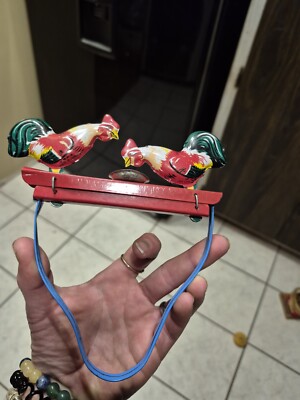 Vintage China 60’s Metal Tin Toy Handle Feeding/Pecking Chickens | eBay