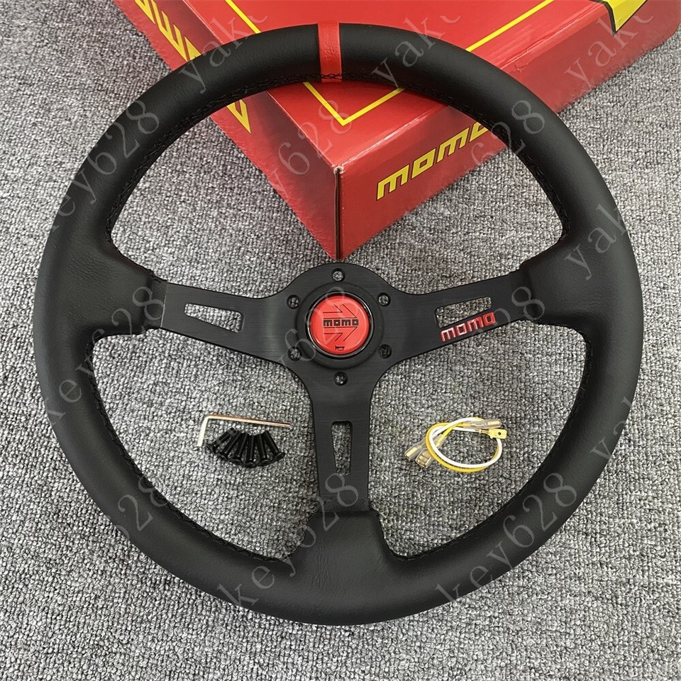 13inch 330mm Deep Dish Leather Momo Rally Sport Car Steering Wheel Red ...