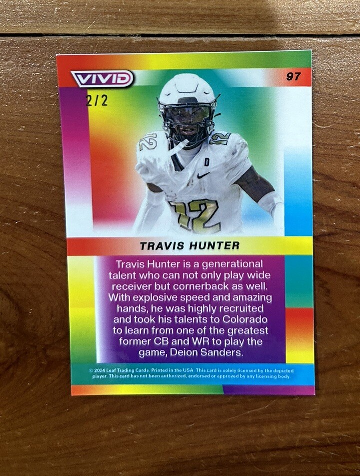 Travis Hunter 2024 Leaf Vivid Auto /2 🔥🔥 Colorado Buffaloes | eBay