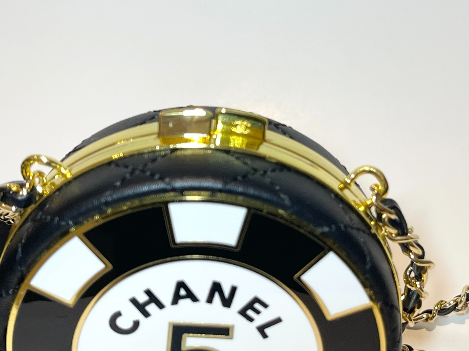 Authentic Chanel Poker Chip Minaudière X-Body Clutch/Black Lambskin ...