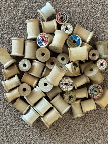 Vintage Wooden Spools - Mixed Lot - No Thread - Lot of 50 | eBay