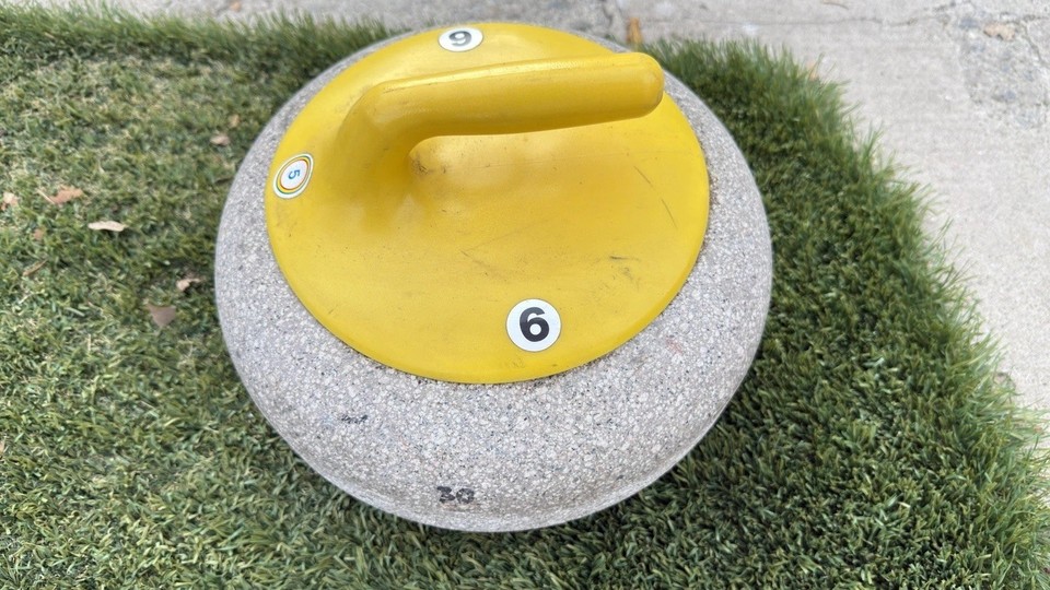 Curling Stone, Curling Rock, With Yellow Handle, Full Size, | eBay