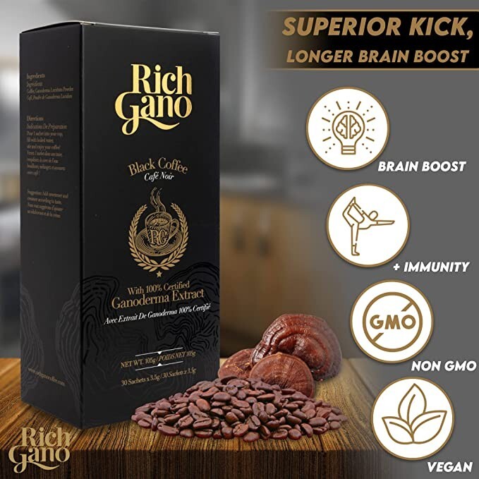 6 boxes Rich Gano Gold Black Coffee Premium Gourmet Reishi Mushroom ...