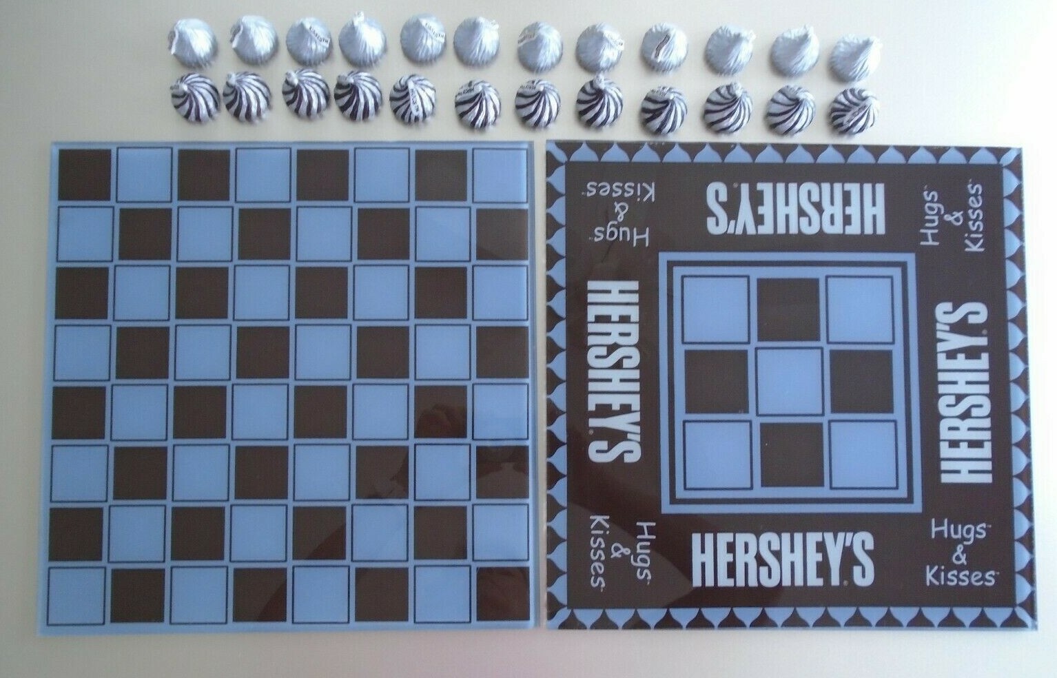 Hershey's Kisses 100 Year Anniversary Glass Checker Board Tic Tac Toe ...