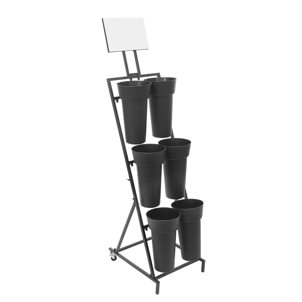 3-Tier Metal Flower Display Stand Florist Bouquet Shelf with 6 Buckets ...