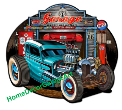 Hot Rod Garage II Cutout Metal Sign, 3 Sizes, Vintage Style Garage Art ...