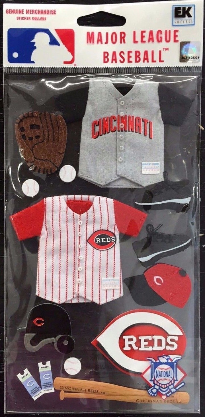 CINCINNATI REDS Scrapbook 3D Uniform Baseball Sticker MLB Card Making ...