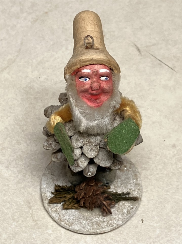 VTG X-MAS Ornament Rare Camping Putz Gnome Pinecone Chenille West ...