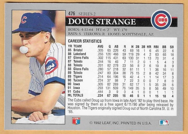 1992 Leaf - #476 Doug Strange for sale online | eBay