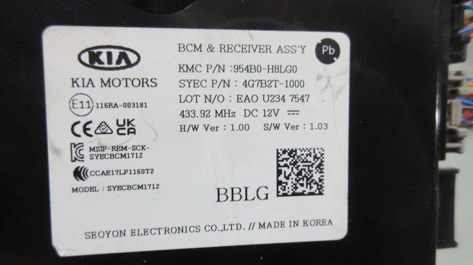 KIA RIO ECU ENGINE ECU, 1.4, G4LC, AUTO T/M, SEC SET (ECU/IMM/READER ...