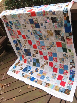 Classic 4-patch Multi Color Patchwork Quilt Top, U FInish, 55" x 61' | eBay