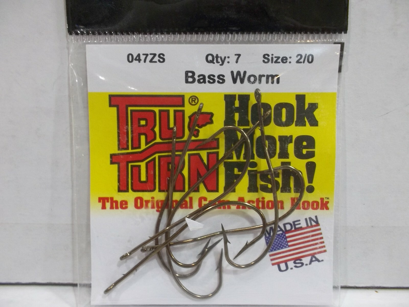 Tru Turn Bass Worm 047ZS fishing hooks Made in USA choose your size ...