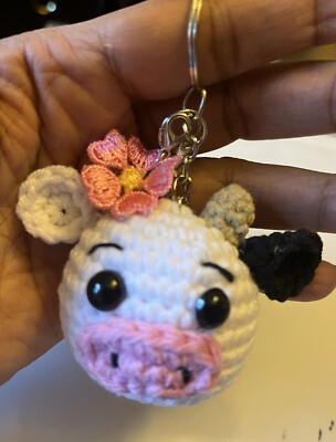 Crochet Handmade Cow Keychain/Bag Charm Cotton. Custom Bulk Orders ...