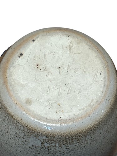 1992 ELDRETH POTTERY Salt Glazed Crock Bowl Planter 4”H Pig Designed ...