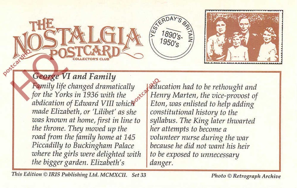 Picture Postcard> KING GEORGE VI AND FAMILY (REPRO) [NOSTALGIA] | eBay