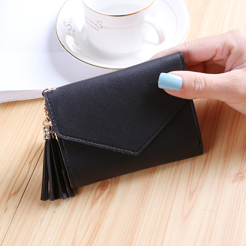 Cute Women's Leather Wallet Short Folding Cash Card Holder Mini Purse ...