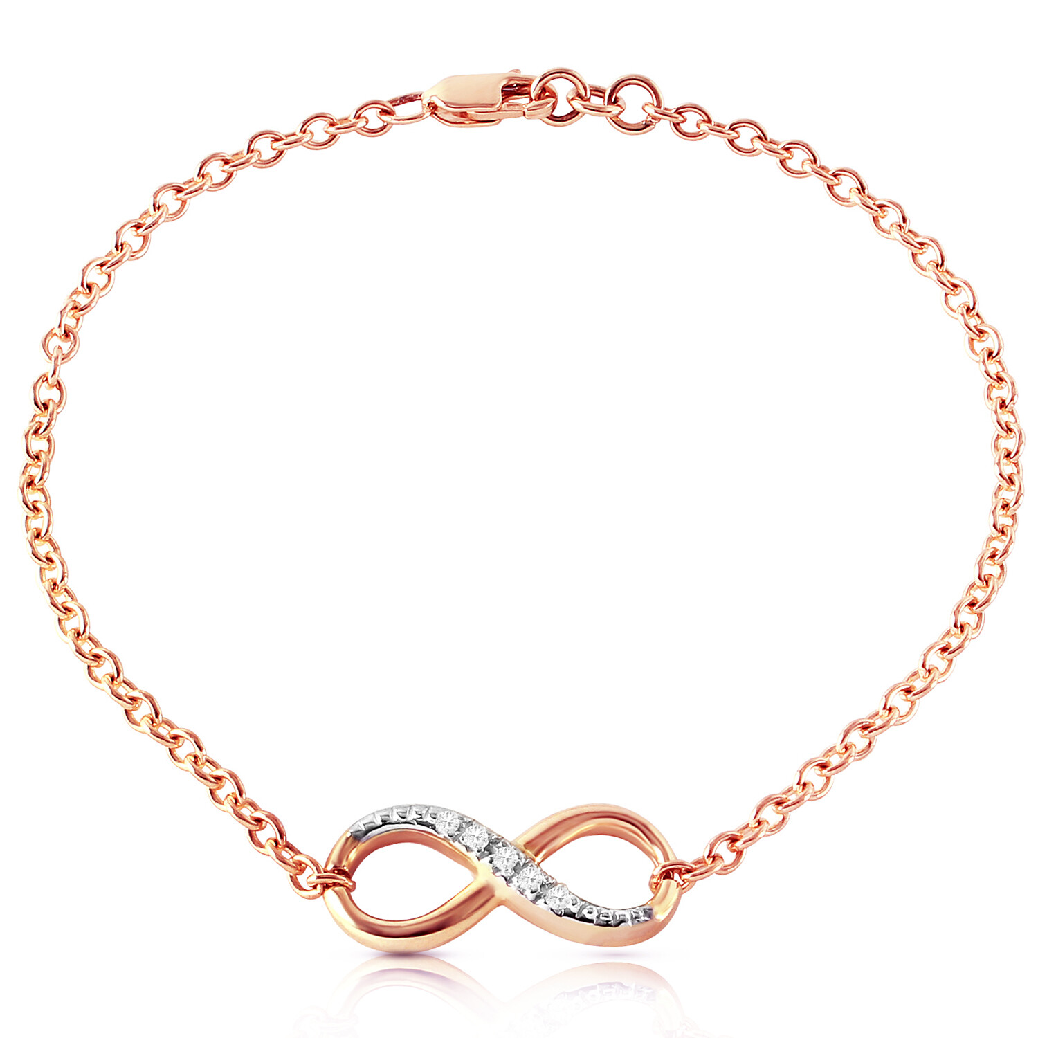 14k. Solid Rose Gold Infiniti Bracelet With Natural Diamonds | eBay