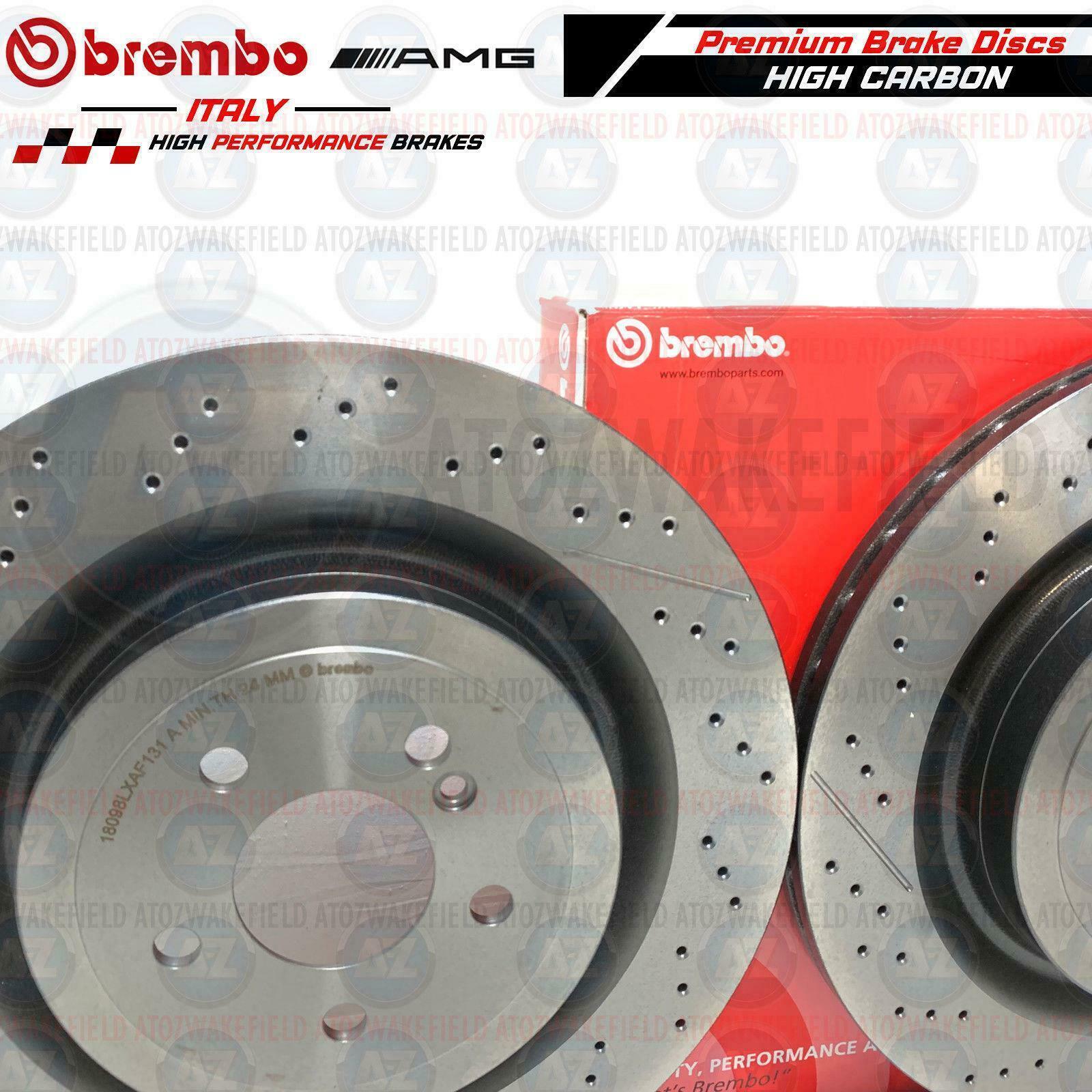 FOR MERCEDES C63 AMG REAR DRILLED GROOVED BREMBO BRAKE DISCS APEC PADS ...