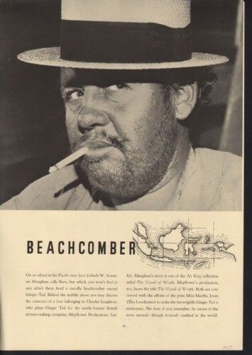 1937 CHARLES LAUGHTON BEACHCOMBER GINGER TED MOVIE ACTOR VESSEL WRATH ...