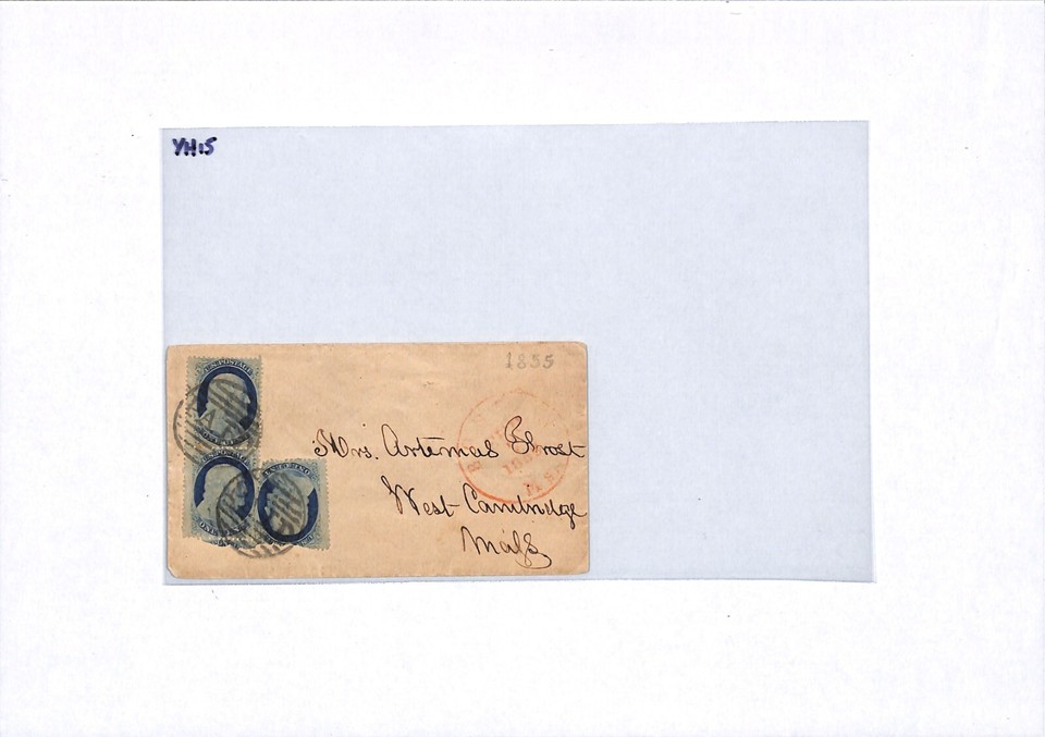 USA Classic 1c WASHINGTON Split Strip{3} Cover 1858? BOSTON CDS ...