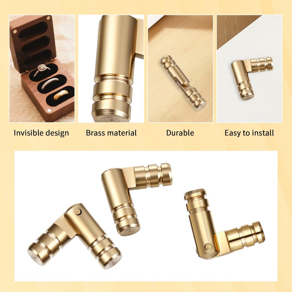 20Pcs Brass Barrel Hinge Hidden Invisible Concealed Hinges 20x4mm Gold ...