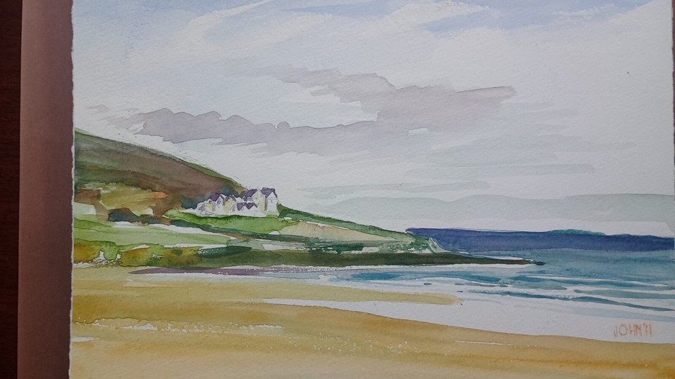 Original Watercolor, Croyde Beach Devon England, signed by John Charles ...