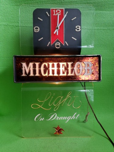 VINTAGE MICHELOB LIGHT BEER LIGHTED BAR CLOCK-LIGHT WORKS -CLOCK NOT ...
