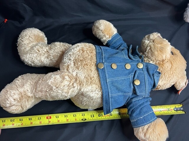 Gund Brown Teddy Bear Denim Blue Jacket Brass Buttons Plush Threaded ...