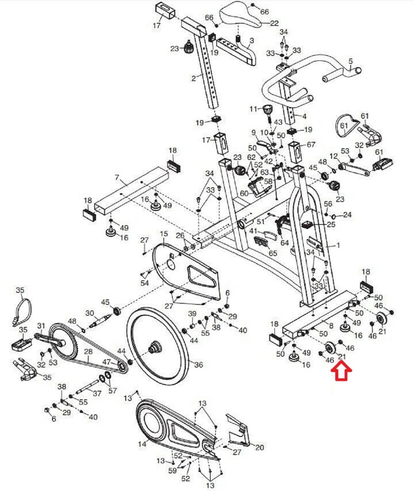 Gold's Gym Proform 290 SPX - PFEX029090 Indoor Cycle Transport Wheel ...