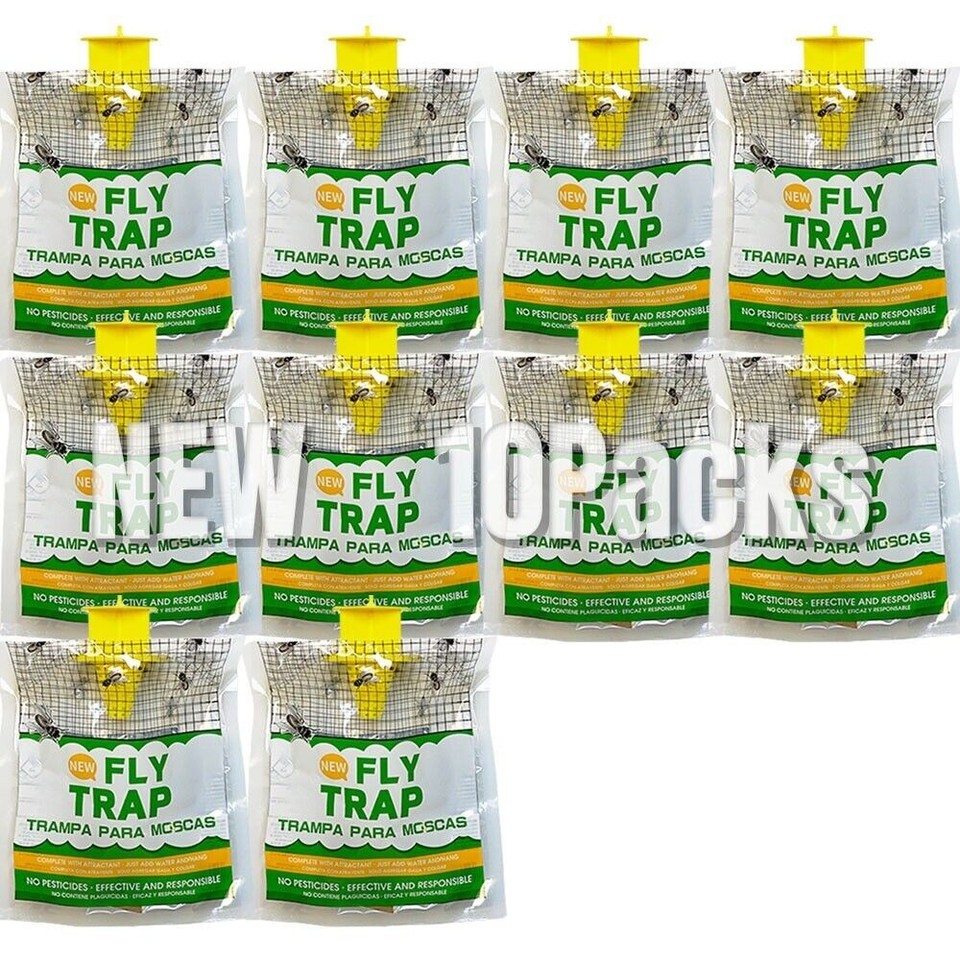 10PACK Outdoor Hanging Fly Trap Pest Control Fly Trap Bag Flying Insect ...