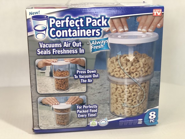 Perfect Pack Containers As Seen On Tv 8 Pc Food Fresh Vacuum Seal ...