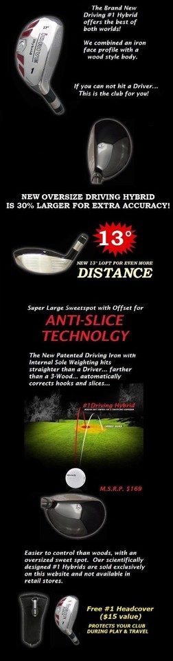 #1 DRIVING ONE IRON Wood Hybrid Long Driver Anti-Slice Golf Club Right ...