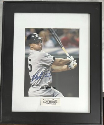 Mark Teixeira Signed Framed Photo W/ Star Authentic COA Auto New York ...