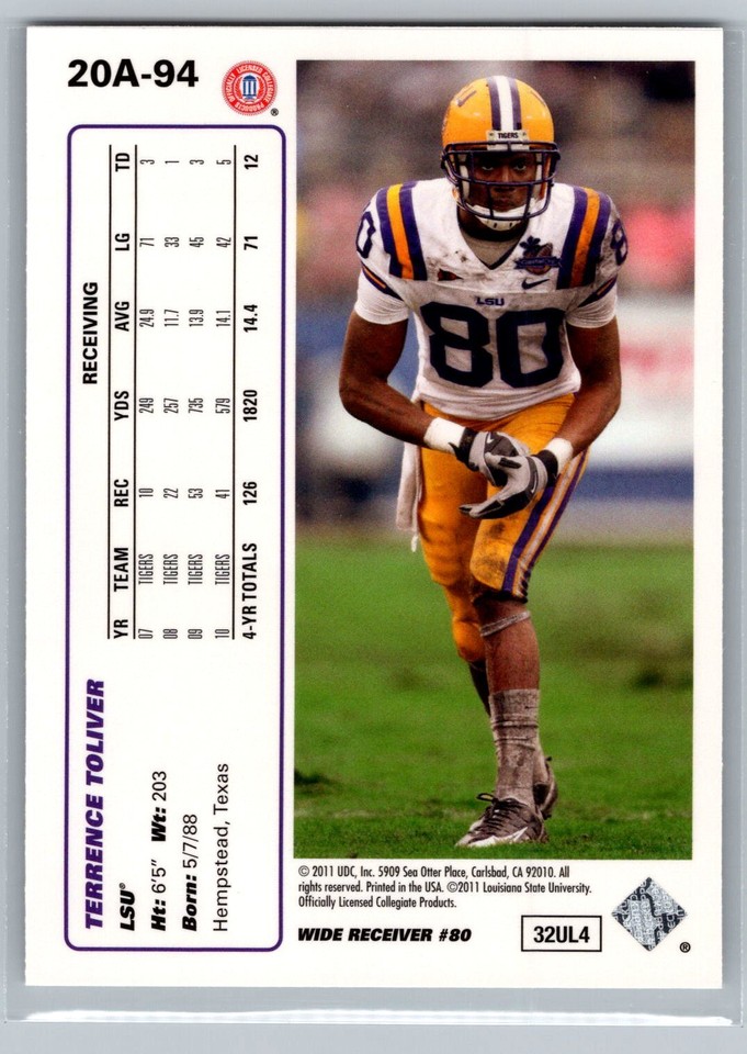 2011 Upper Deck #20A-94 Terrence Toliver 20th Anniversary NrMt-Mint | eBay