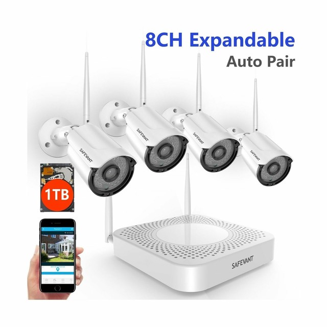Safevant SVNK 491A 8CH NVR Wireless Security Camera 4 pieces - White ...