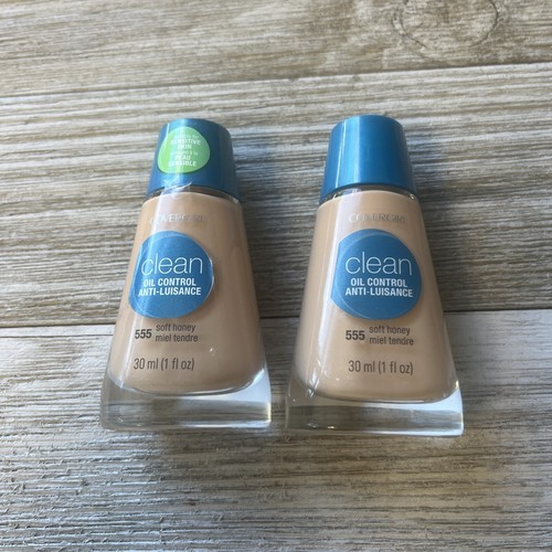 2 Pack CoverGirl Clean Matte Liquid Foundation Lot #555 Soft Honey 1 fl ...