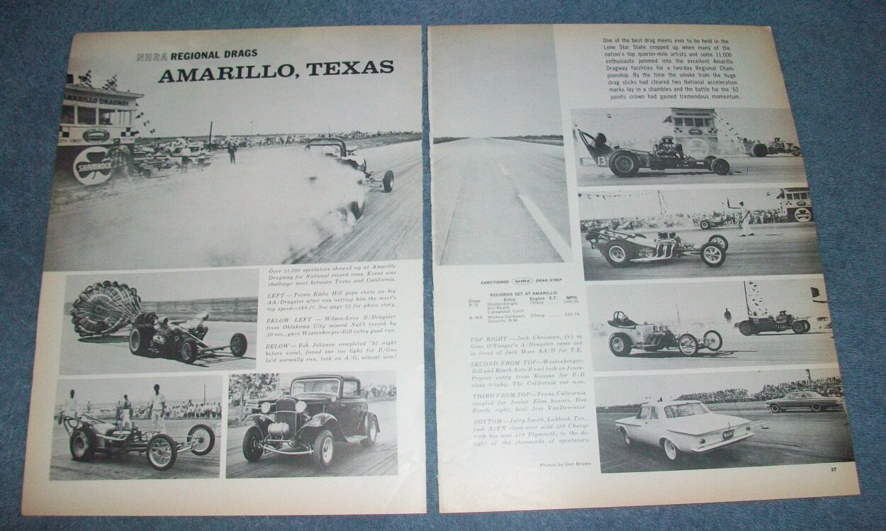 1962 NHRA Amarillo Texas Regional Drag Race Vintage Highlights Article ...
