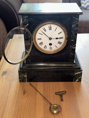 Richard Et Cie Antique Marble Slate Pendulum Mantle Clock w/ Key 6.5KG ...