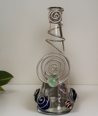 Dary Rees Glass bottle with glass beads and wire | eBay